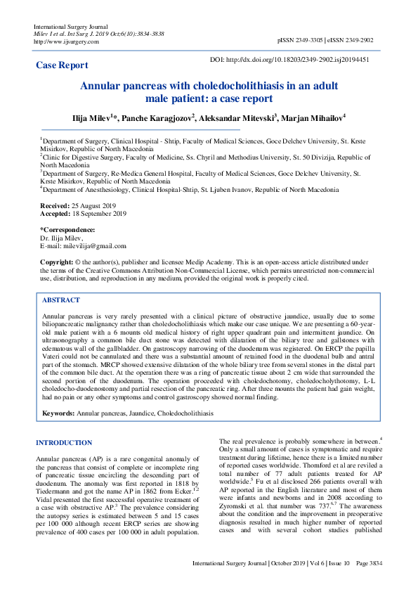 (PDF) Annular pancreas with choledocholithiasis in an adult male ...
