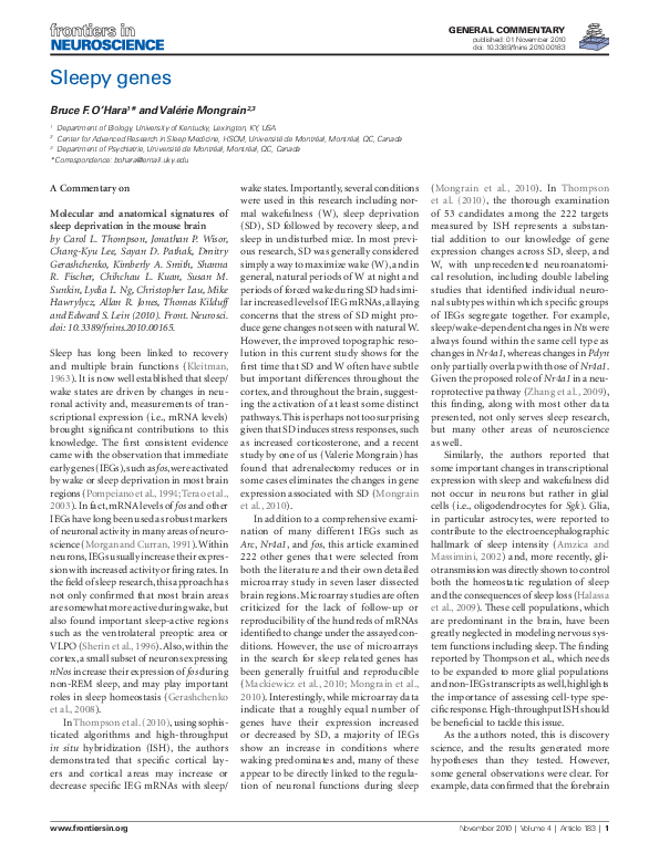 (PDF) Sleepy Genes