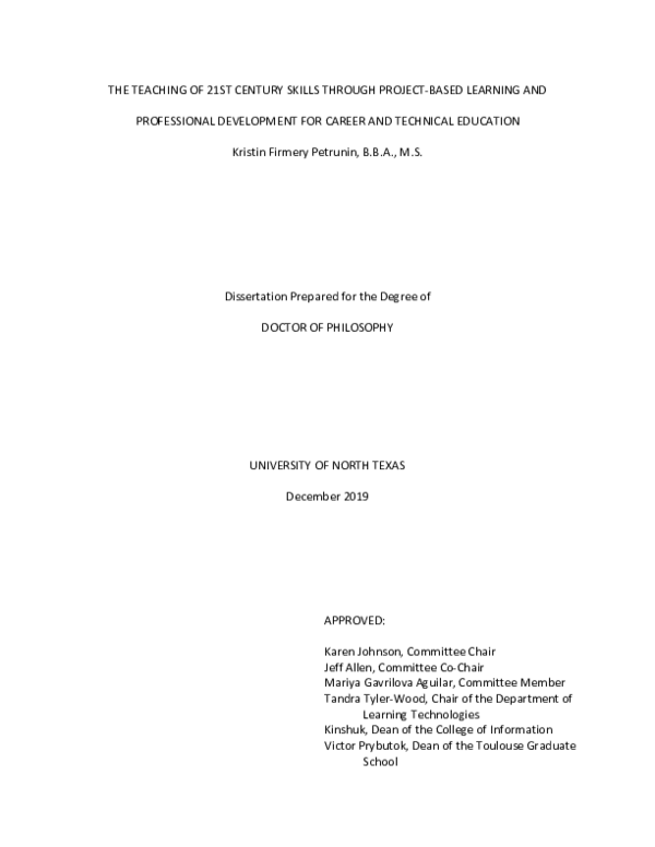 (PDF) The Teaching of 21st Century Skills through Project-Based Learning and Professional ...