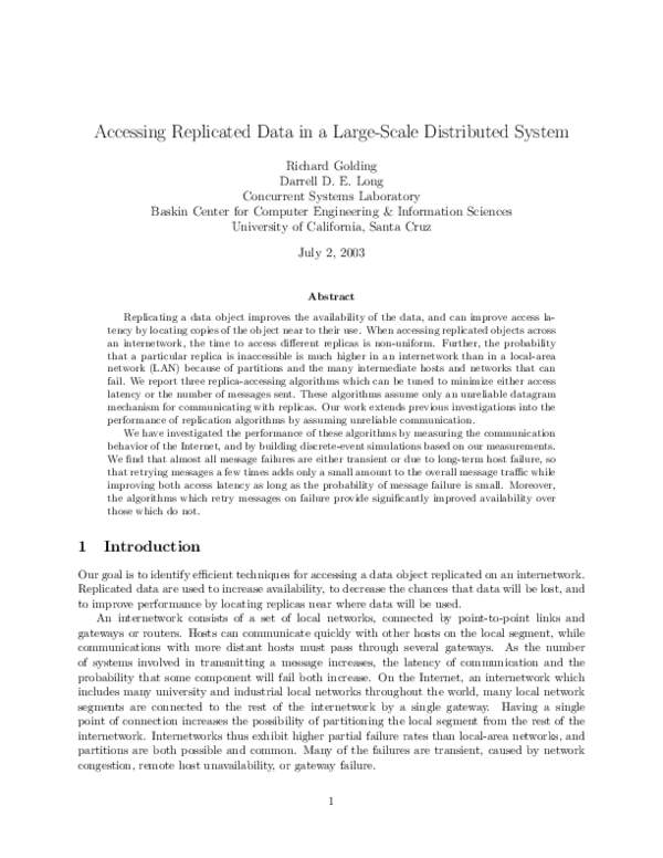 (PDF) Accessing replicated data in a large-scale distributed system