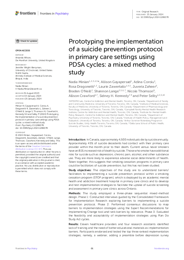 (PDF) Prototyping the implementation of a suicide prevention protocol in primary care settings ...