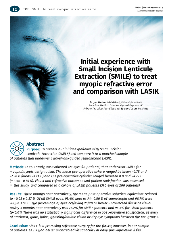 (PDF) Initial experience with Small Incision Lenticule Extraction ...