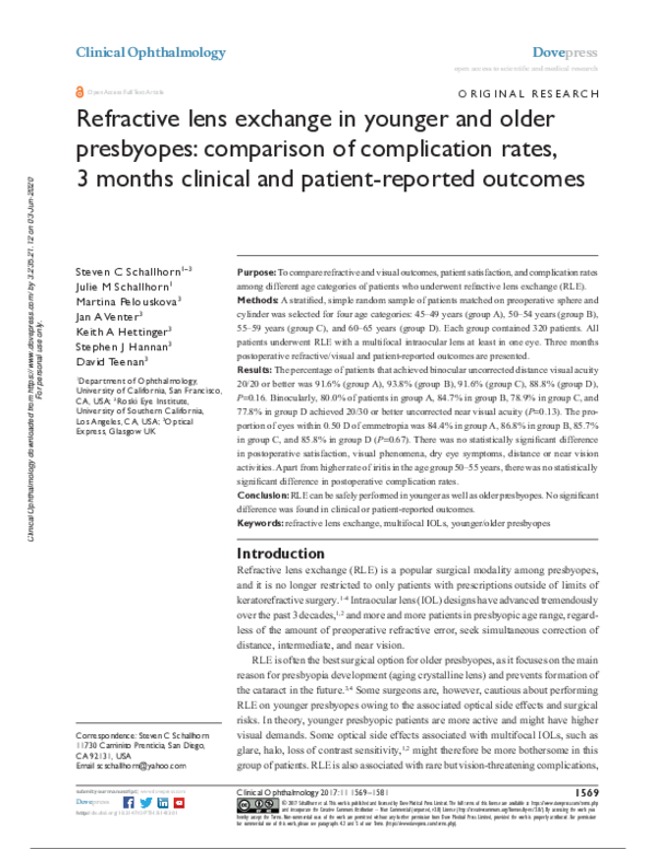 (PDF) Refractive lens exchange in younger and older presbyopes ...