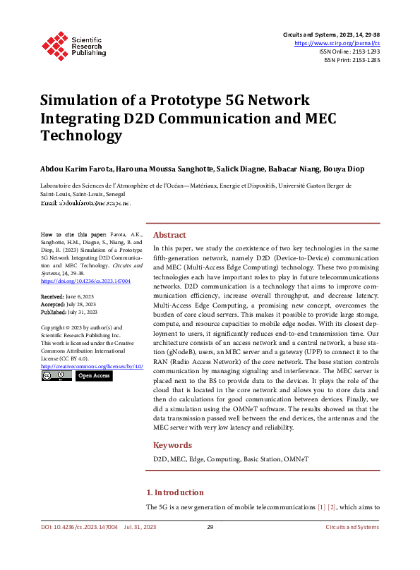 (PDF) Simulation of a Prototype 5G Network Integrating D2D ...
