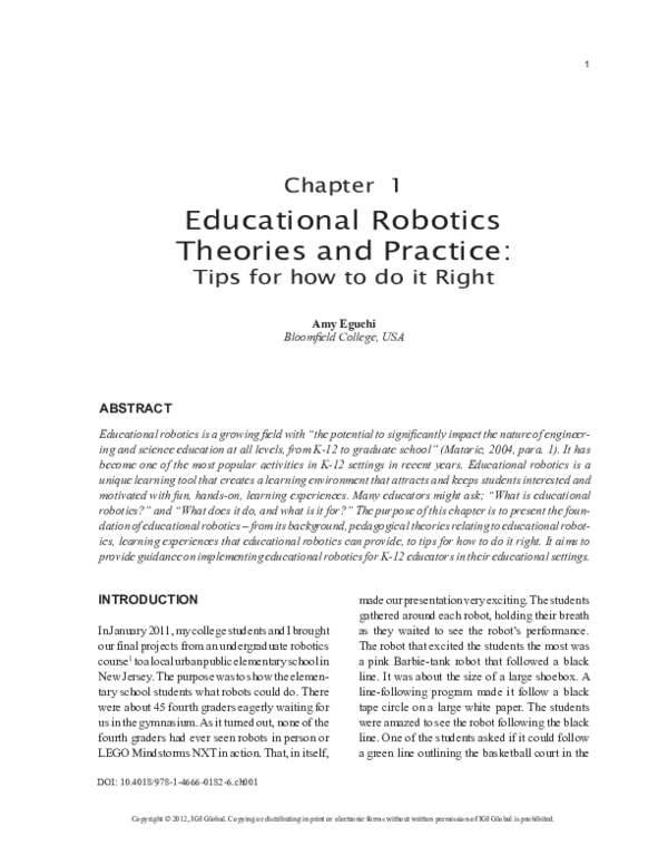 (PDF) Educational Robotics Theories and Practice
