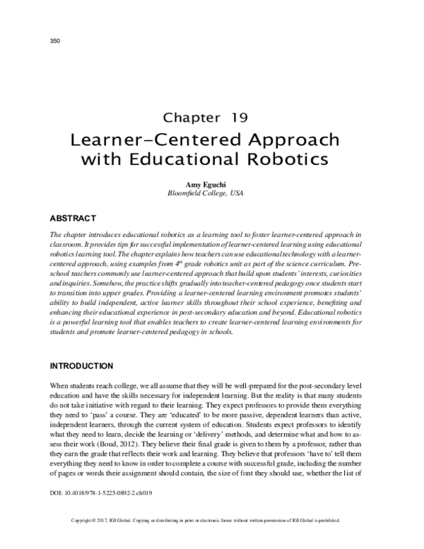 (PDF) Learner-Centered Approach with Educational Robotics