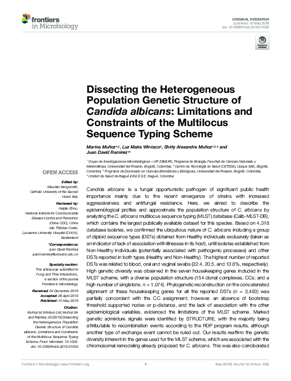 (PDF) Dissecting the Heterogeneous Population Genetic Structure of Candida albicans: Limitations ...