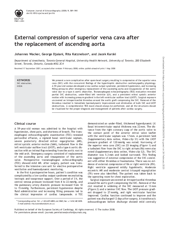 (PDF) External compression of superior vena cava after the replacement ...