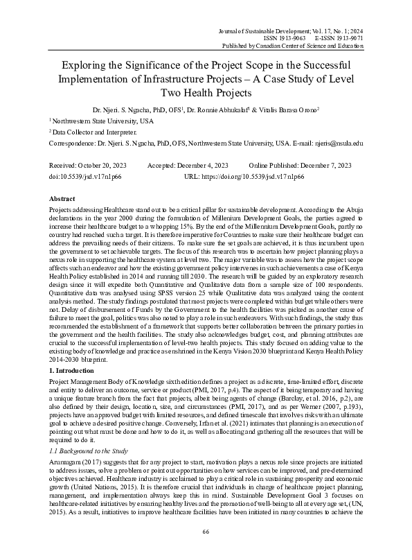 (PDF) Exploring the Significance of the Project Scope in the Successful Implementation of ...