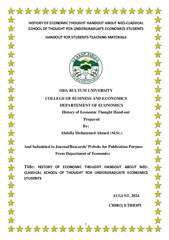 (PDF) HISTORY OF ECONOMIC THOUGHT HANDOUT ABOUT NEO-CLASSICAL SCHOOL OF ...