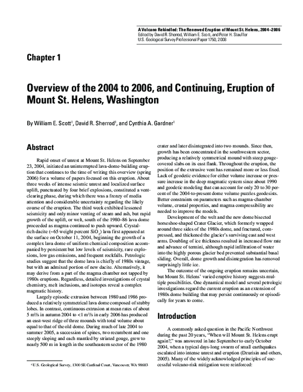 (PDF) Overview of the 2004 to 2006, and continuing, eruption of Mount ...