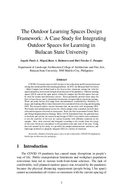 (PDF) The Outdoor Learning Spaces Design Framework: A Case Study for ...