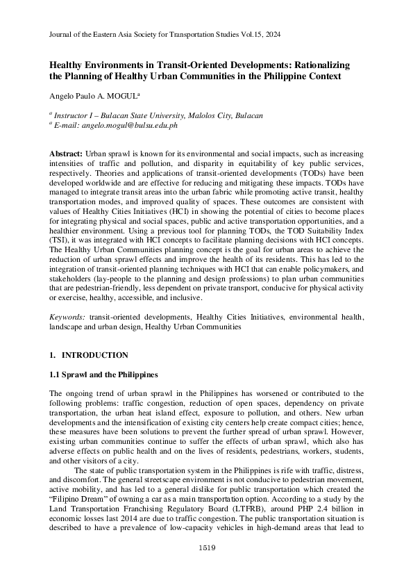 (PDF) Healthy Environments in Transit-Oriented Developments ...