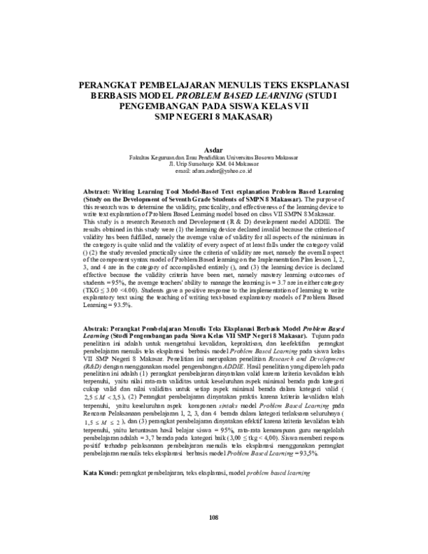 (PDF) Perangkat Pembelajaran Menulis Teks Eksplanasi Berbasis Model Problem Based Learning ...