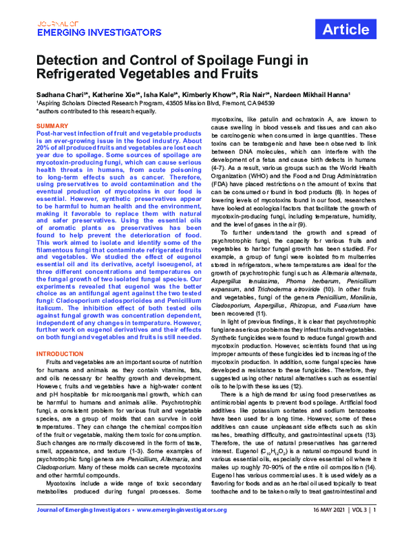 (PDF) Detection and Control of Spoilage Fungi in Refrigerated ...