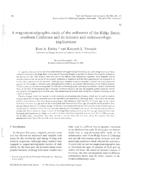 (PDF) A magnetostratigraphic study of the sediments of the Ridge Basin ...