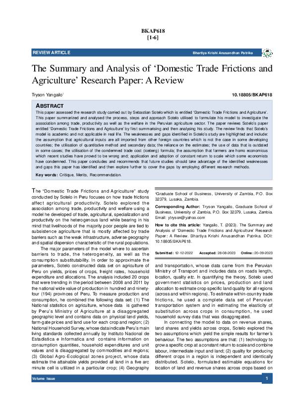 (PDF) The Summary and Analysis of ‘Domestic Trade Frictions and ...