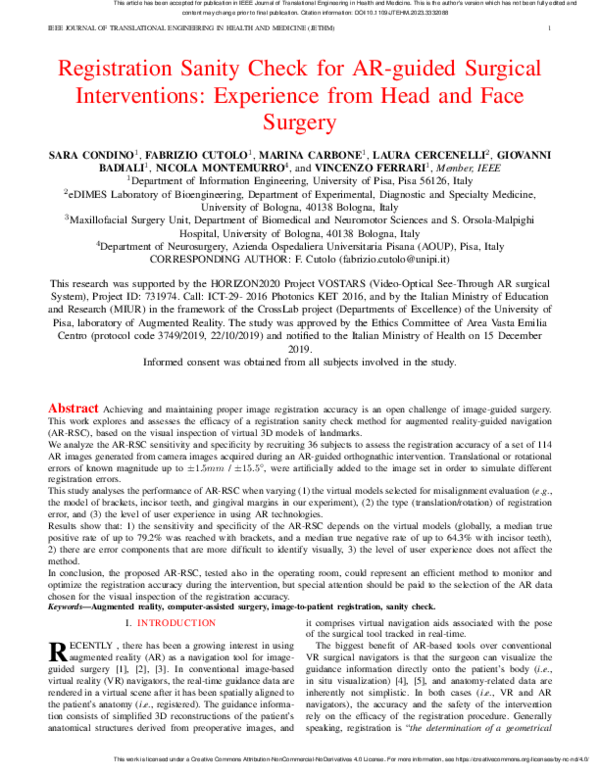 (PDF) Registration Sanity Check for AR-guided Surgical Interventions ...