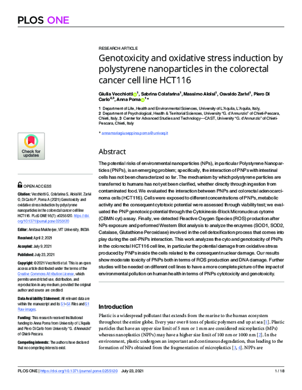 (PDF) Genotoxicity and oxidative stress induction by polystyrene nanoparticles in the colorectal ...