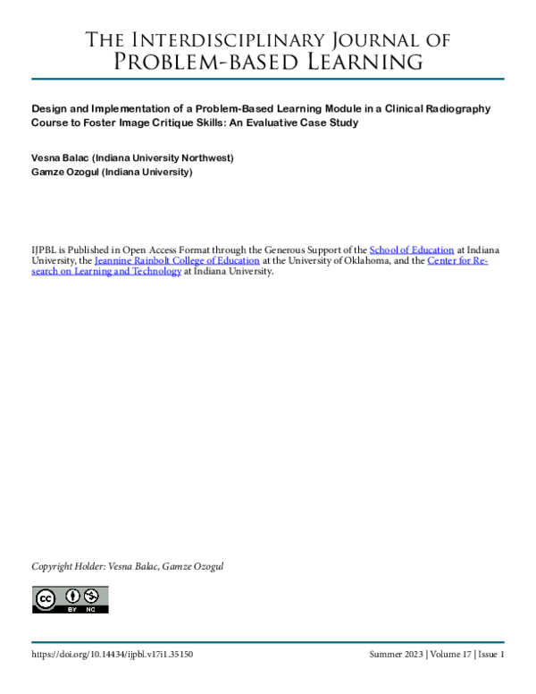 (PDF) Design and Implementation of a Problem-Based Learning Module in a Clinical Radiography ...