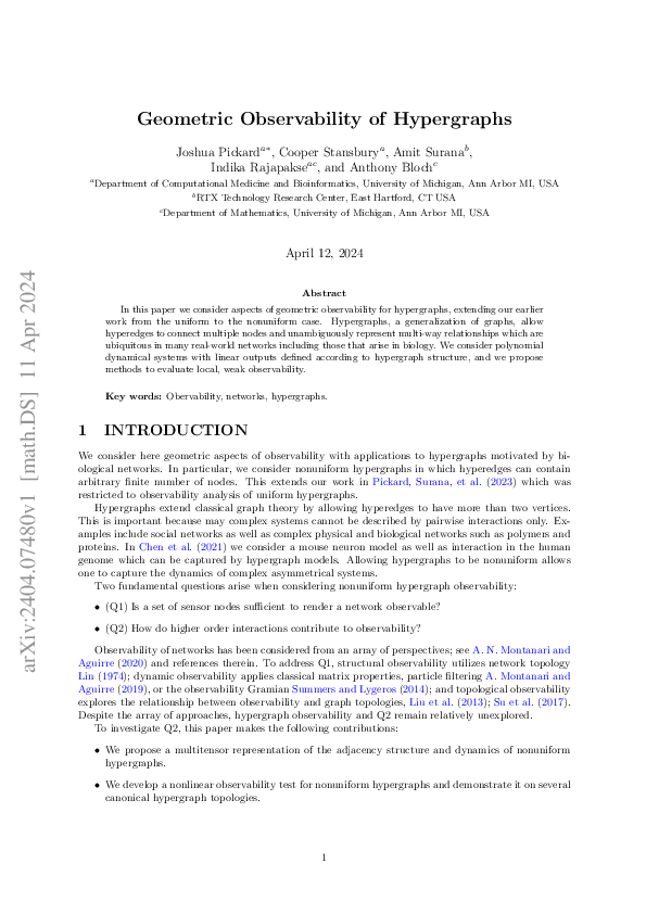 (PDF) Geometric Aspects of Observability of Hypergraphs
