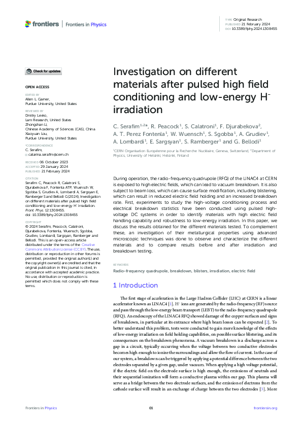 (PDF) Investigation on different materials after pulsed high field ...
