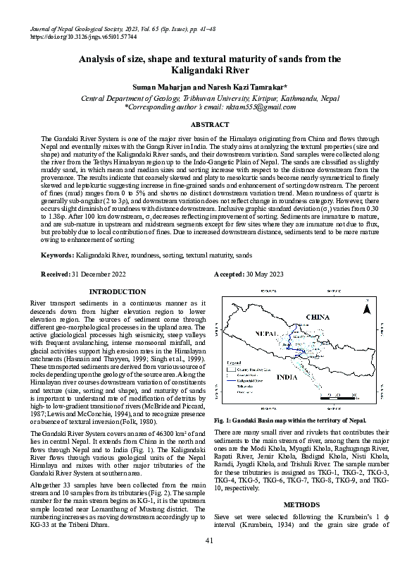 (PDF) Analysis of size, shape and textural maturity of sands from the ...