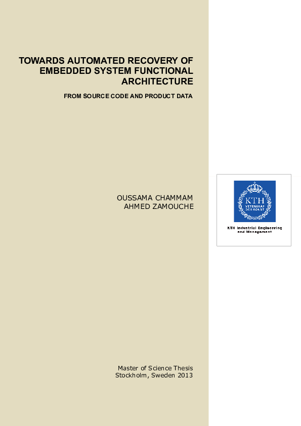 (PDF) Towards automated recovery of embedded system functional architecture from source code and ...