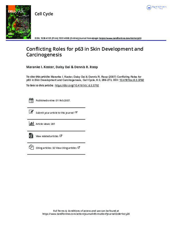 (PDF) Conflicting Roles for p63 in Skin Development and Carcinogenesis
