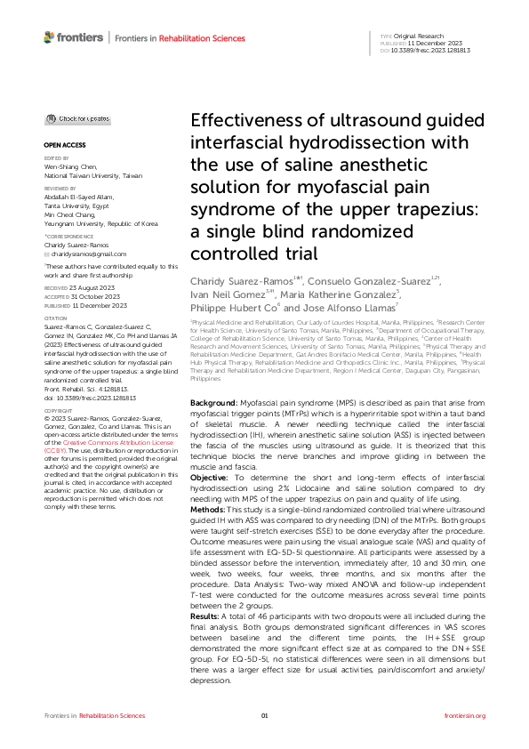 (PDF) Effectiveness of ultrasound guided interfascial hydrodissection with the use of saline ...