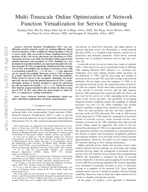 (PDF) Multi-Timescale Online Optimization of Network Function Virtualization for Service Chaining