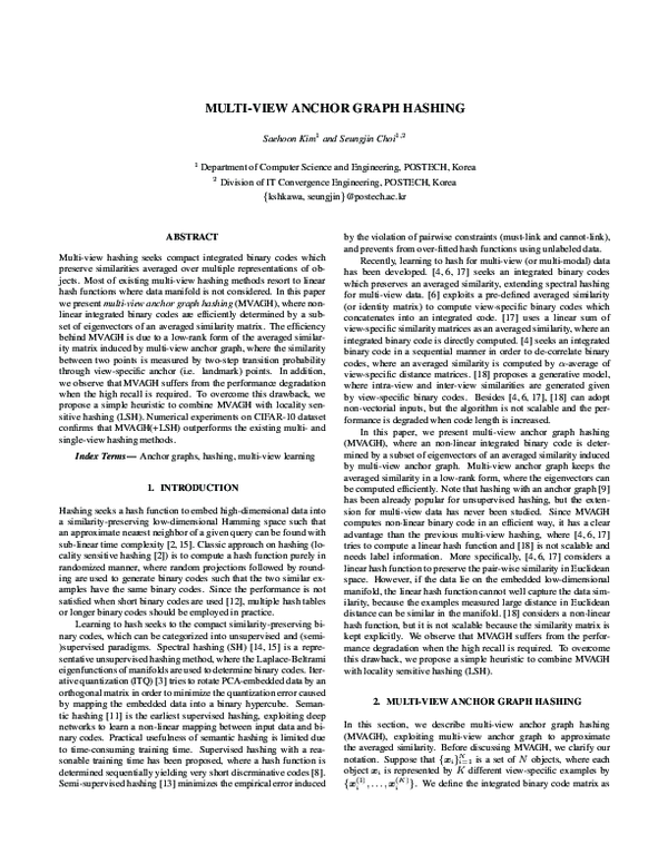 (PDF) Multi-view anchor graph hashing