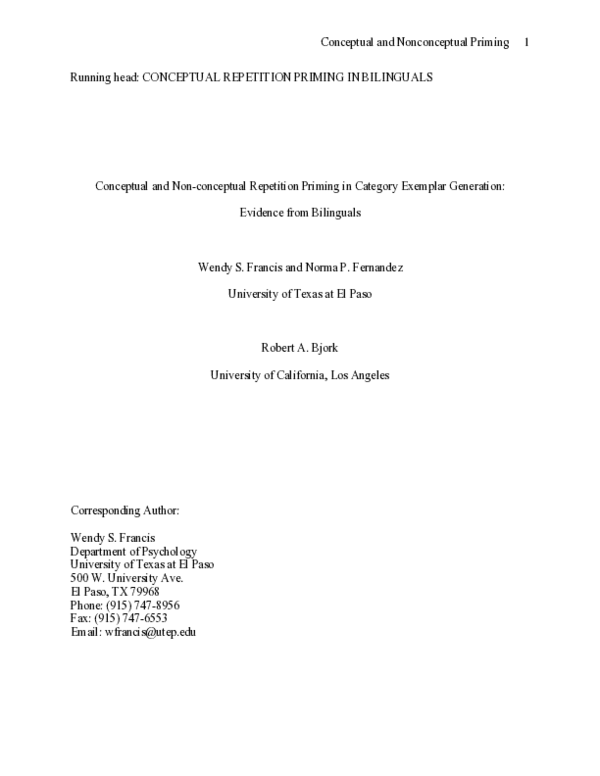 (PDF) Conceptual and Nonconceptual Priming 3 Conceptual and ...