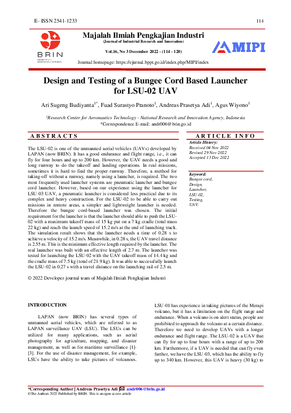 (PDF) Design and Testing of a Bungee Cord Based Launcher for LSU-02 UAV