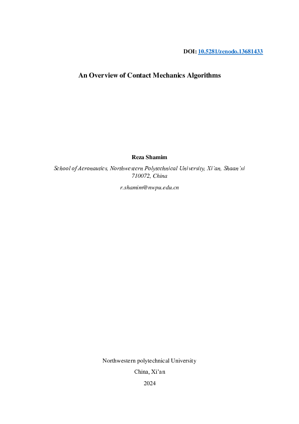 (PDF) An Overview of Contact Mechanics Algorithms