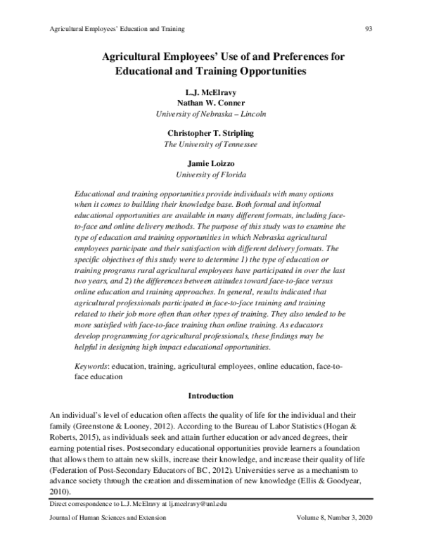 (PDF) Agricultural Employees’ Use of and Preferences for Educational ...