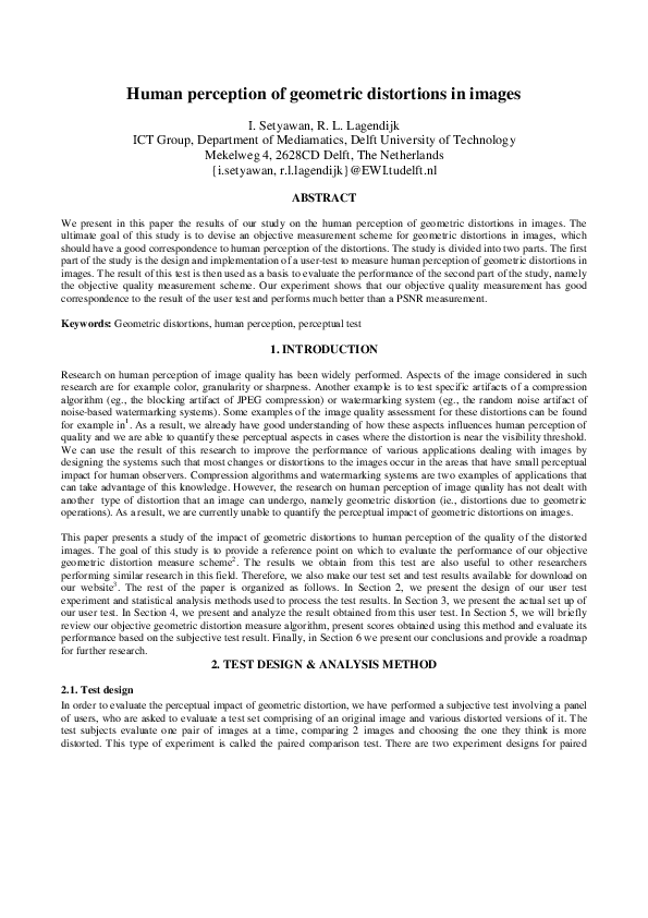 (PDF) Human perception of geometric distortions in images