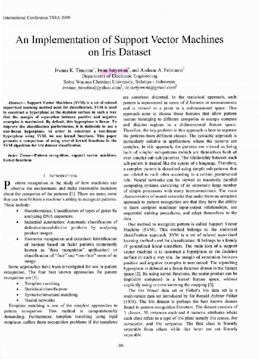 (PDF) An Implementation of Support Vector Machines and Generalized Discriminant Analysis on Iris ...
