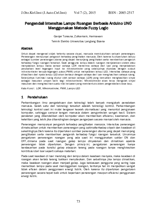 (PDF) Pengendali Intensitas Lampu Ruangan Berbasis Arduino UNO ...
