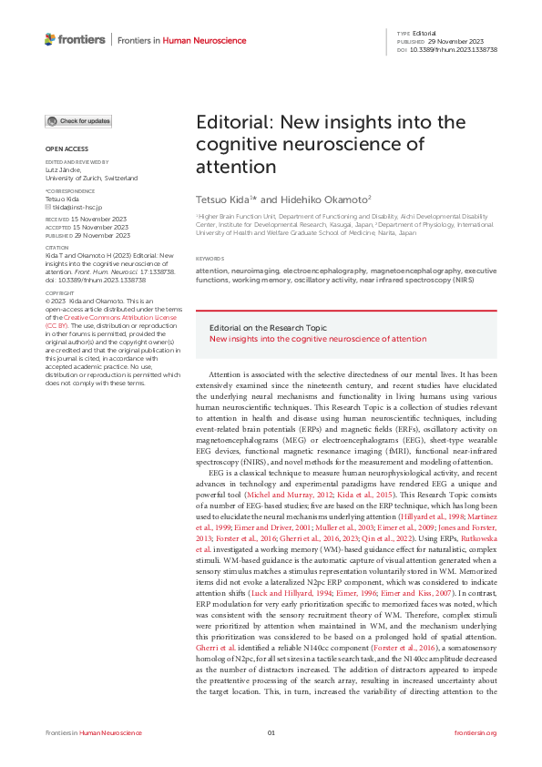 (PDF) Editorial: New insights into the cognitive neuroscience of attention