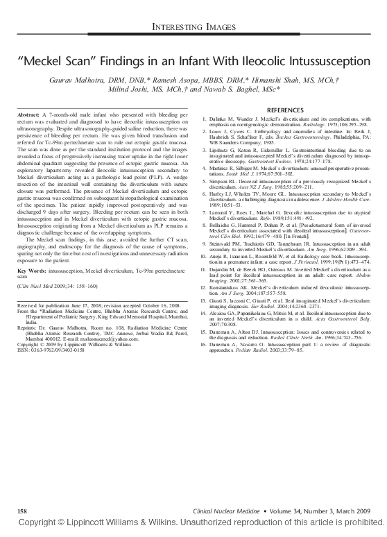 (PDF) “Meckel Scan” Findings in an Infant With Ileocolic Intussusception