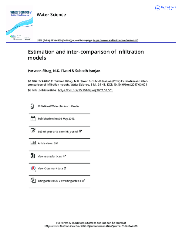 (PDF) Estimation and inter-comparison of infiltration models