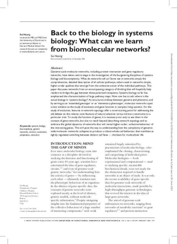 (PDF) Back to the biology in systems biology: What can we learn from biomolecular networks?