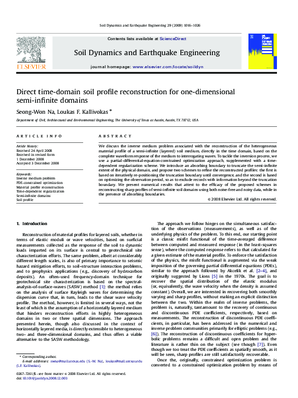 (PDF) Direct time-domain soil profile reconstruction for one ...