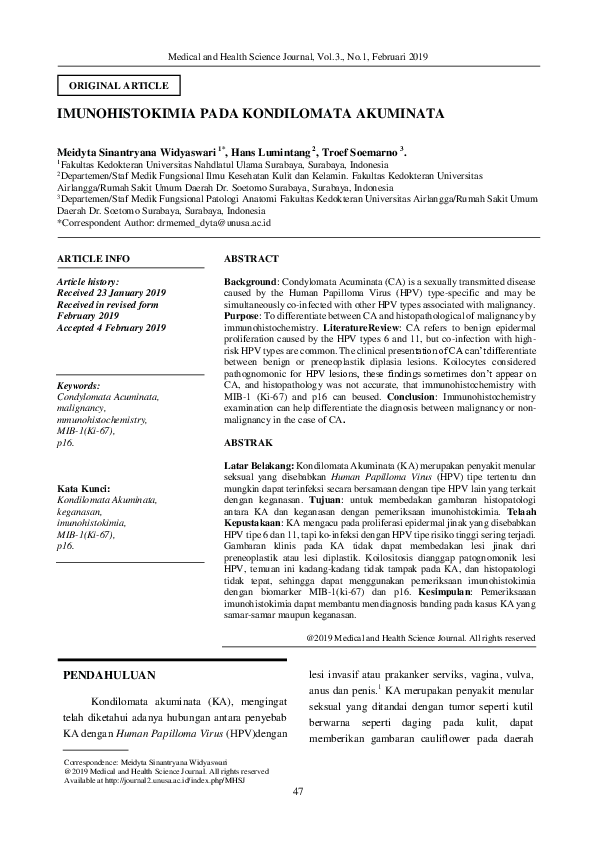 (PDF) Imunohistokimia Pada Kondilomata Akuminata
