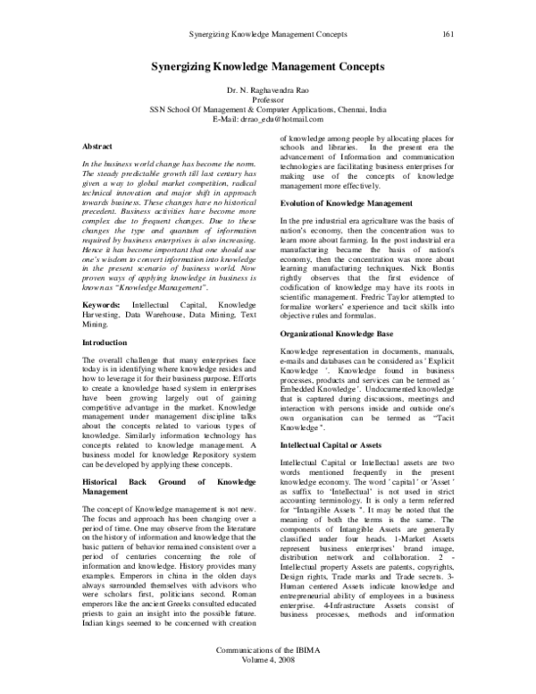 (PDF) Synergizing Knowledge Management Concepts