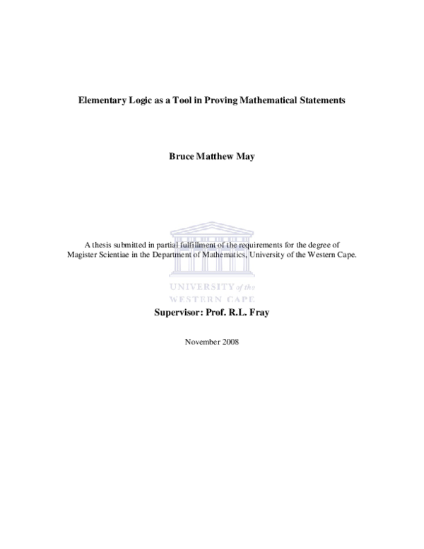 (PDF) Elementary logic as a tool in proving mathematical statements