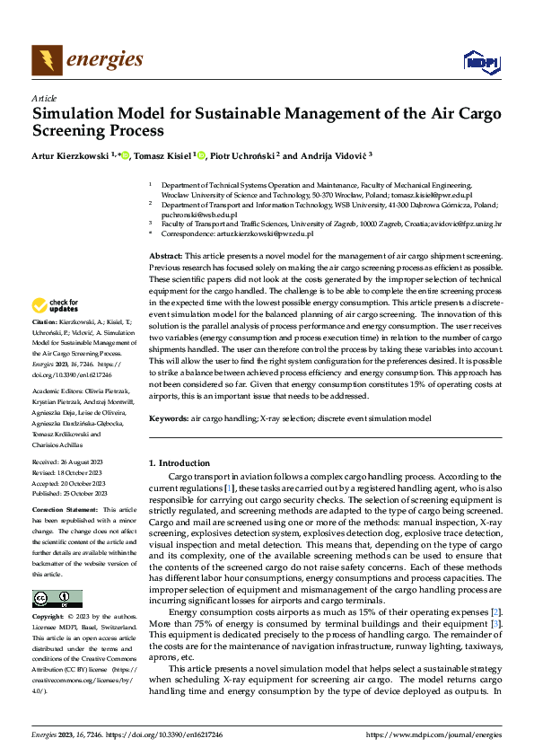 (PDF) Simulation Model for Sustainable Management of the Air Cargo ...