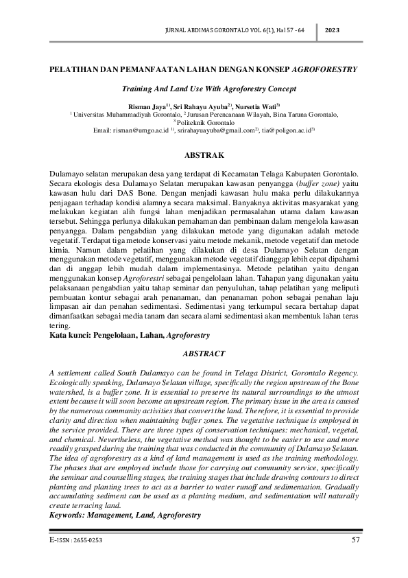 (PDF) Pelatihan Dan Pemanfaatan Lahan Dengan Konsep Agroforestry