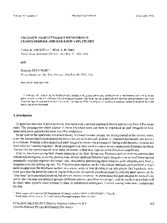 Pdf Polyakov Path Integrals With Ghosts Closed Strings And One Loop
